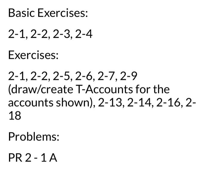 Basic Exercises: 2−1,2−2,2−3,2−4 Exercises: | Chegg.com