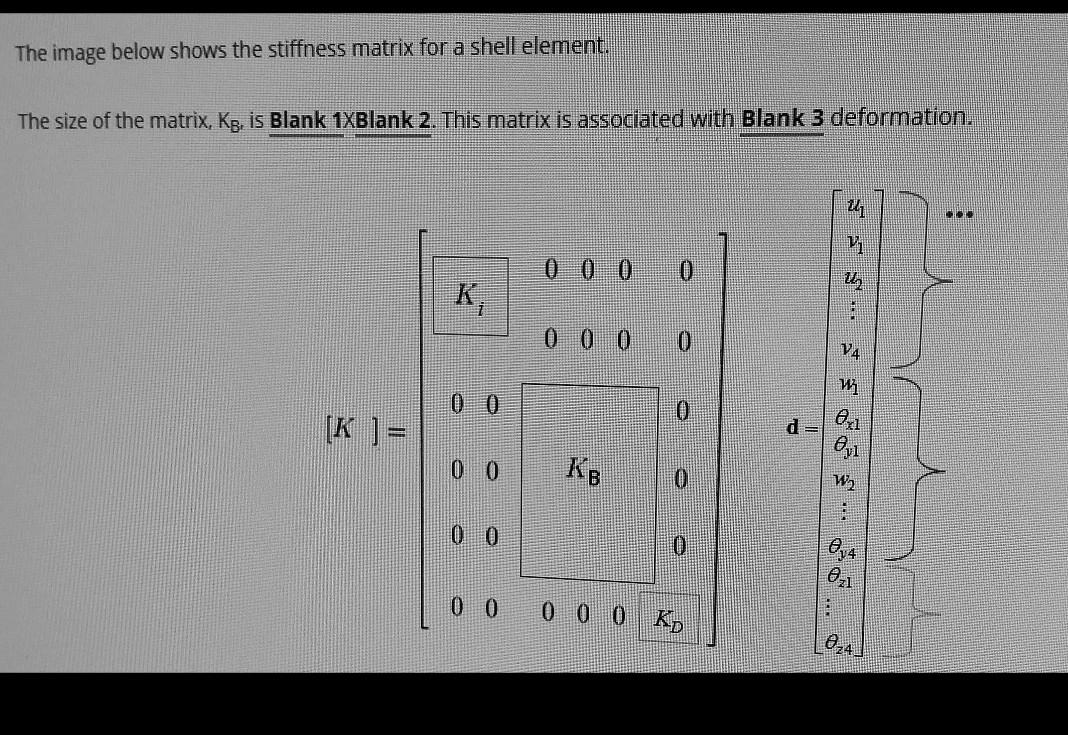 Solved The image below shows the stiffness matrix for a | Chegg.com