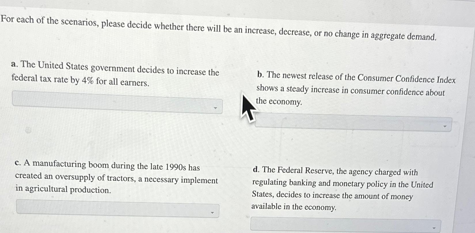 Solved For each of the scenarios, please decide whether | Chegg.com