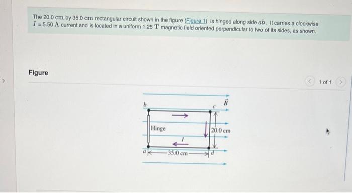 Solved The 20.0 cm by 35.0 cm rectangular circuit shown in | Chegg.com