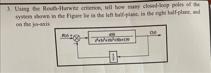 Solved 3. Using the Routh-Hurwitz criterion, tell how many | Chegg.com
