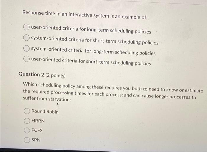 Solved Response time in an interactive system is an example | Chegg.com