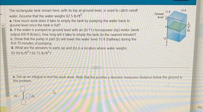 Solved The rectangular tank shown here, with its top at | Chegg.com