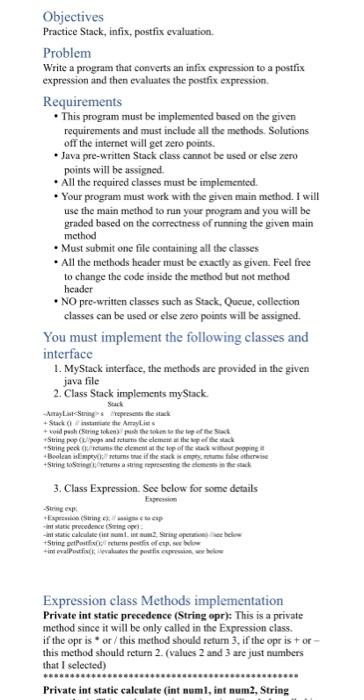 Objectives Practice Stack, Infix, postfix evaluation. | Chegg.com