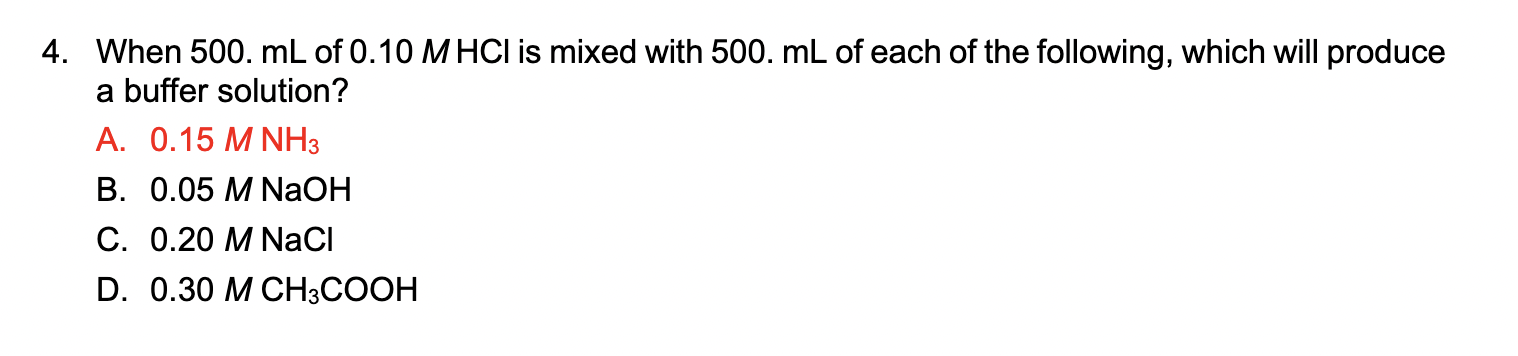 Solved When 500.mL of 0.10 M HCl is ﻿mixed with 500.mL of | Chegg.com