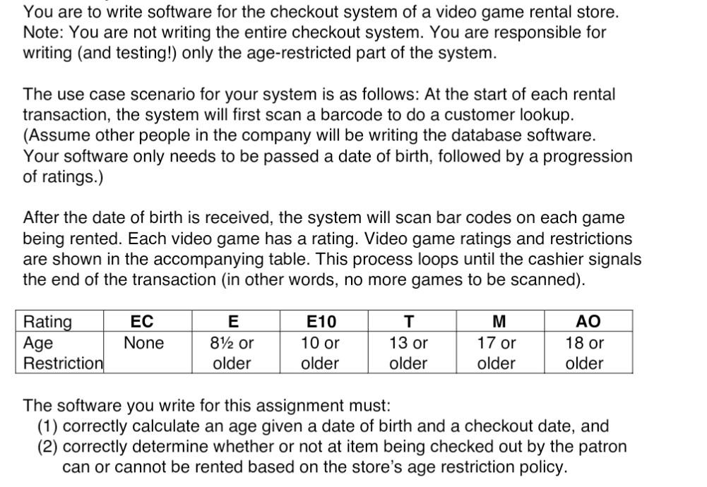 Solved You are to write software for the checkout system of | Chegg.com