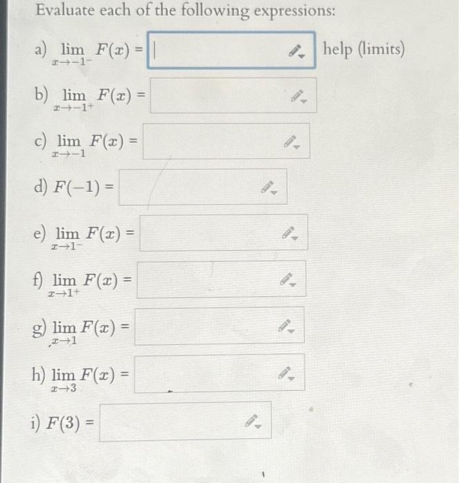 Solved Let F be the function below.a) limx→−1−F(x)= b) | Chegg.com