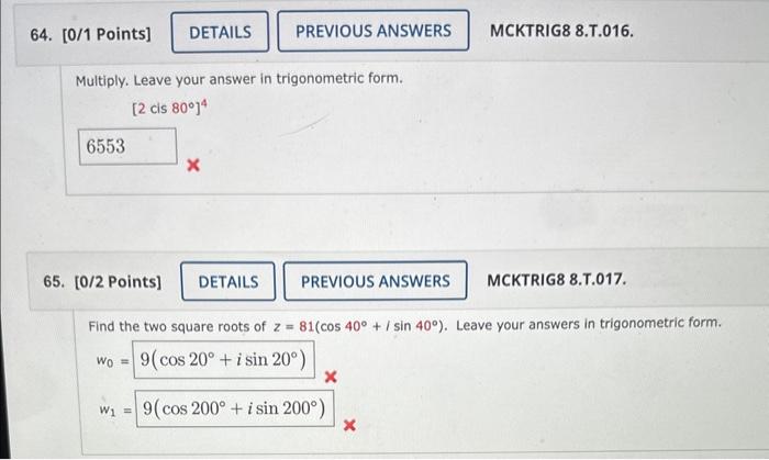 Solved Multiply. Leave your answer in trigonometric form. [2 | Chegg.com