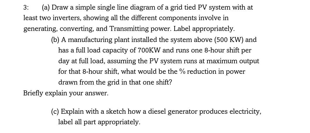 Solved 3: (a) Draw a simple single line diagram of a grid | Chegg.com