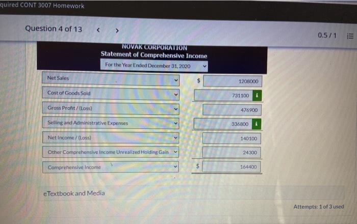 Solved quired CONT 3007 Homework Question 4 of 13 0.5/1 | Chegg.com