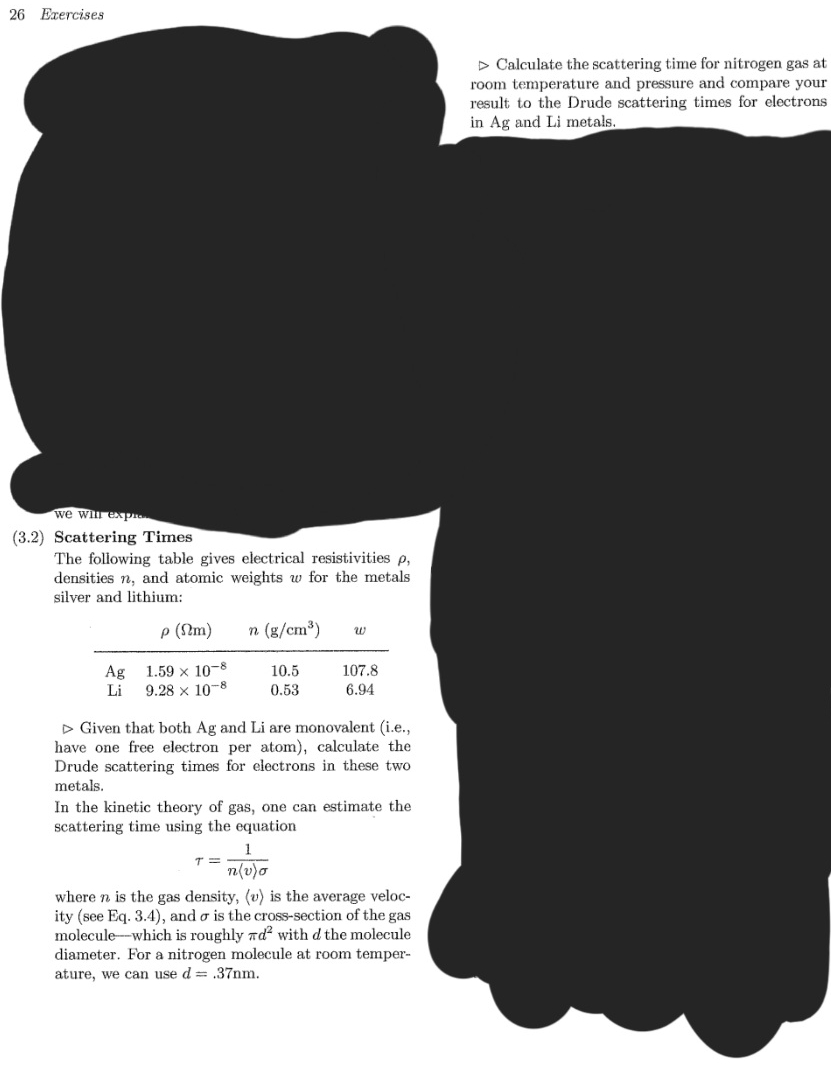 Solved 26 ﻿ErercisesWe wiu epe(3.2) ﻿Scattering TimesThe | Chegg.com