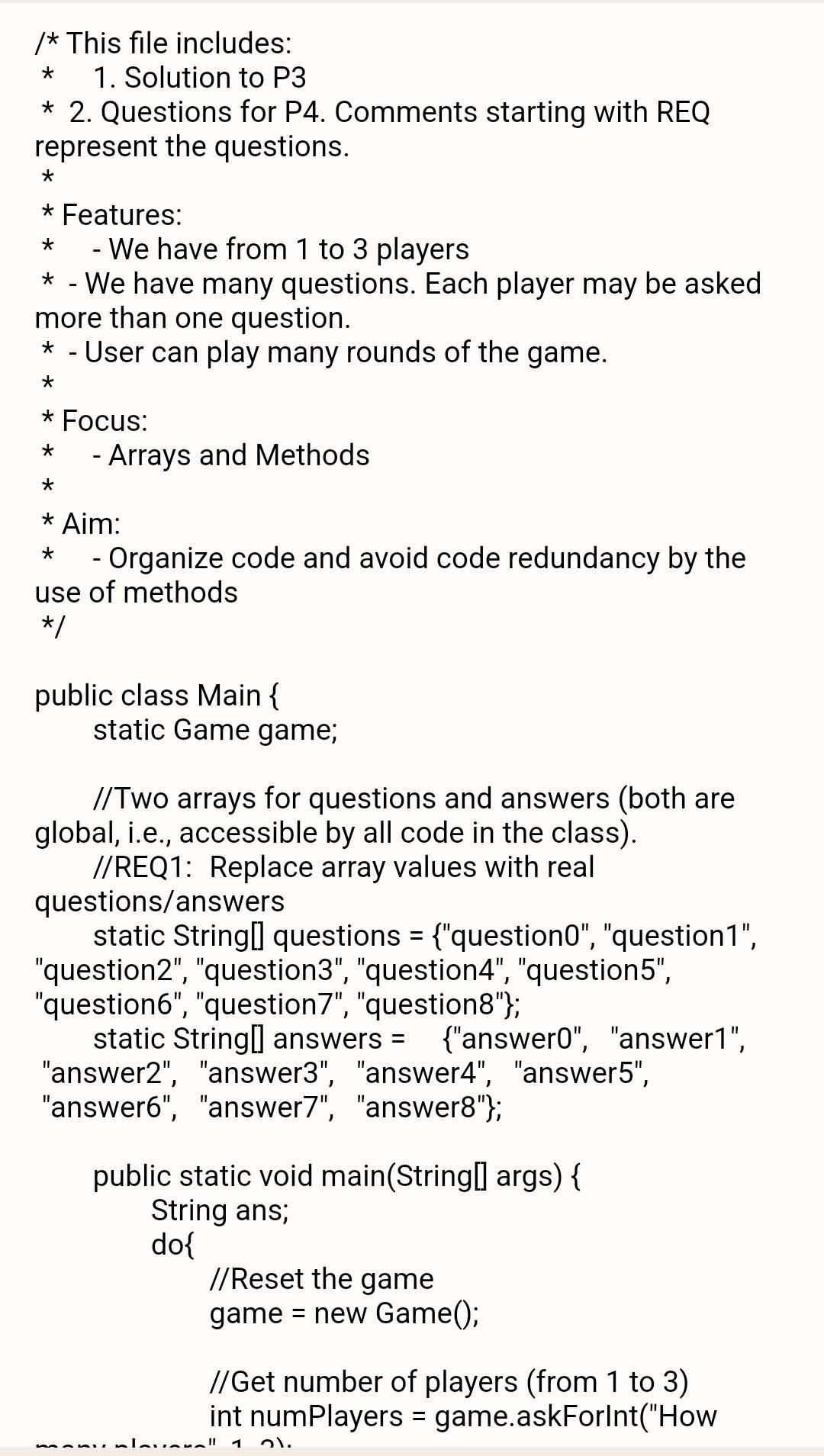 Solved /* This file includes: * 1. Solution to P3 * 2. | Chegg.com