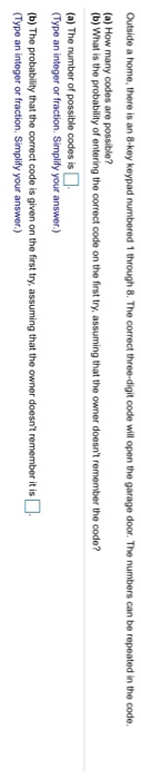 Solved Outside a home, there is an 8-key keypad numbered 1 | Chegg.com