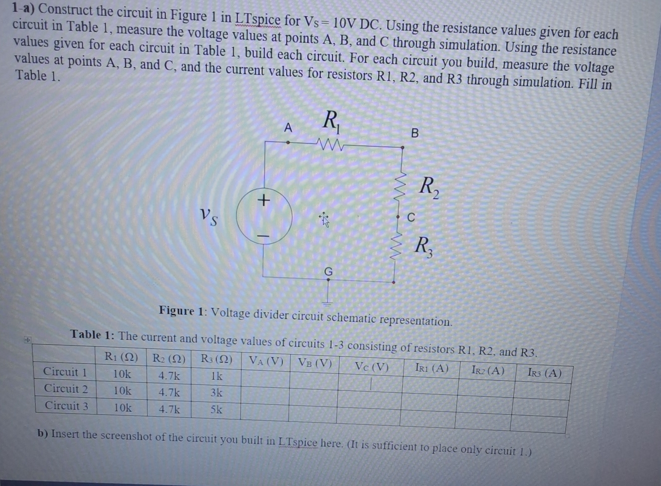 Solved 1-a) ﻿Construct the circuit in Figure 1 ﻿in LTspice | Chegg.com