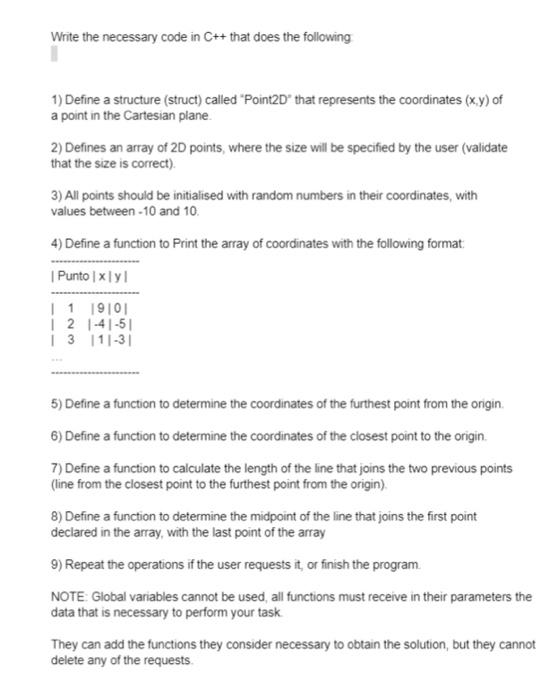 Solved Write the necessary code in C++ that does the | Chegg.com