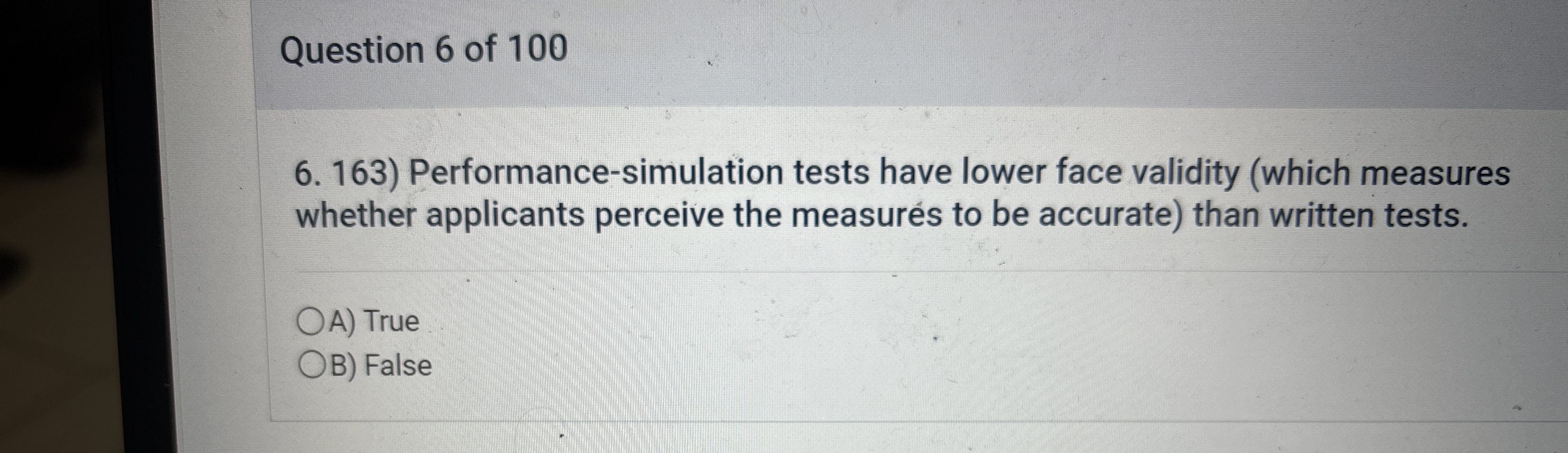 Solved Question 6 ﻿of 1006. 163) ﻿Performance-simulation | Chegg.com