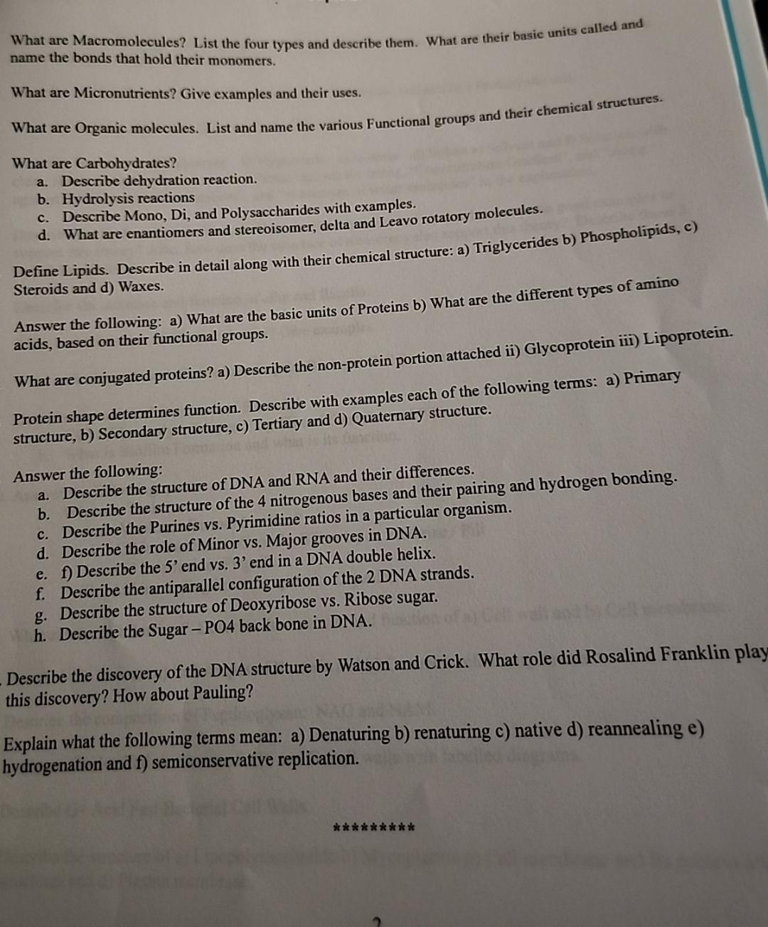 Solved What are Macromolecules? List the four types and | Chegg.com