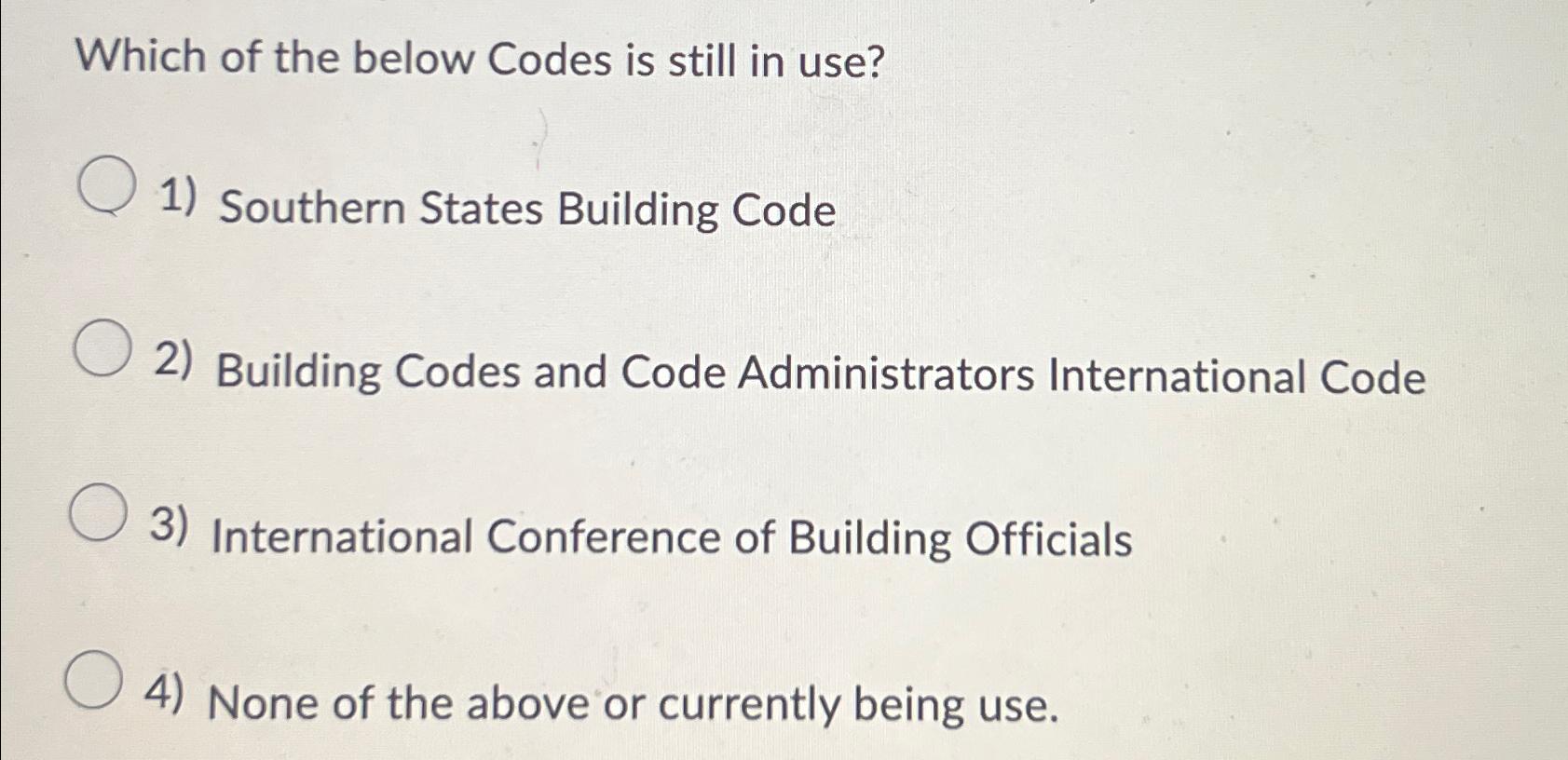 Solved Which of the below Codes is still in use?Southern | Chegg.com