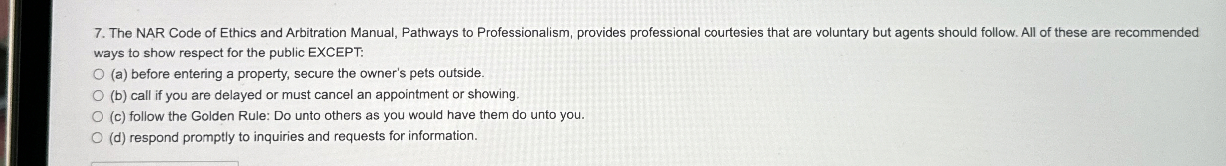 Solved The NAR Code of Ethics and Arbitration Manual, | Chegg.com