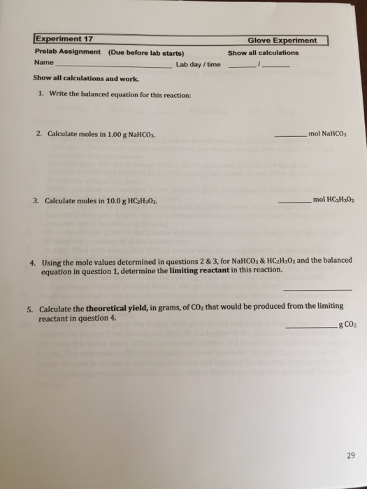 Solved Experiment 17 Prelab Assignment (Due before lab | Chegg.com