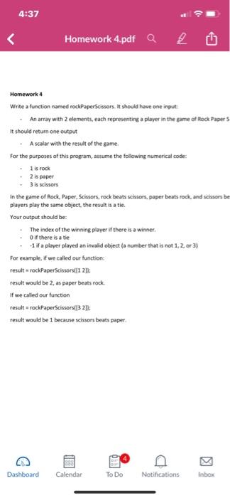 Solved Homework 4 Write a function named rockPaperscissors. | Chegg.com