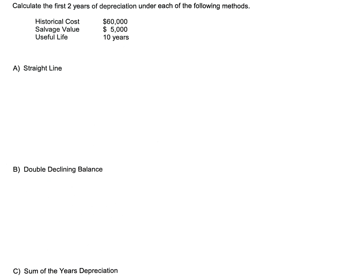 Solved Calculate the first 2 ﻿years of depreciation under | Chegg.com