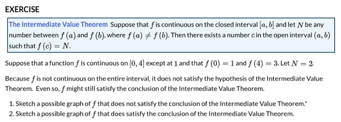 Solved EXERCISE The Intermediate Value Theorem Suppose that | Chegg.com