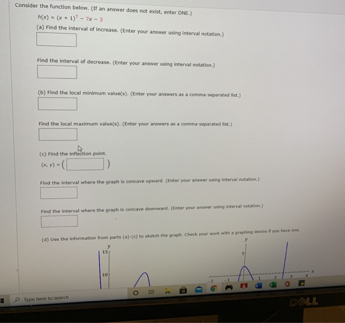 Solved Consider the function below. (If an answer does not | Chegg.com