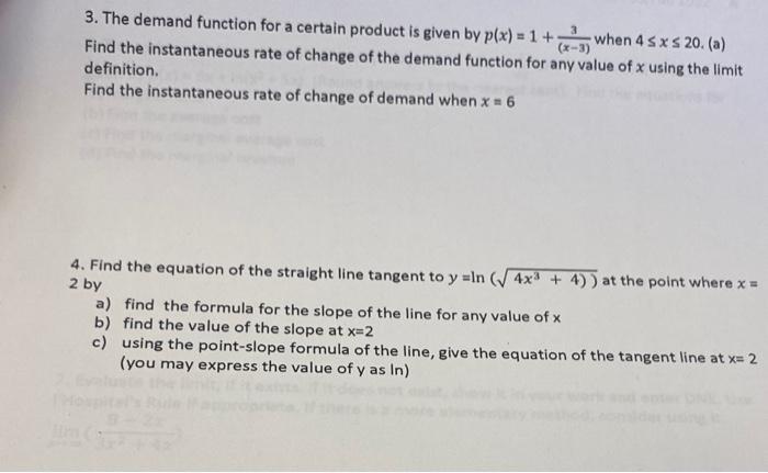 Solved 3. The demand function for a certain product is given | Chegg.com
