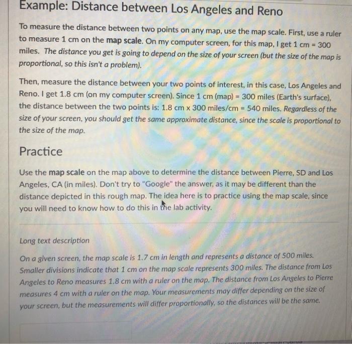 Solved Example: Distance between Los Angeles and Reno To | Chegg.com