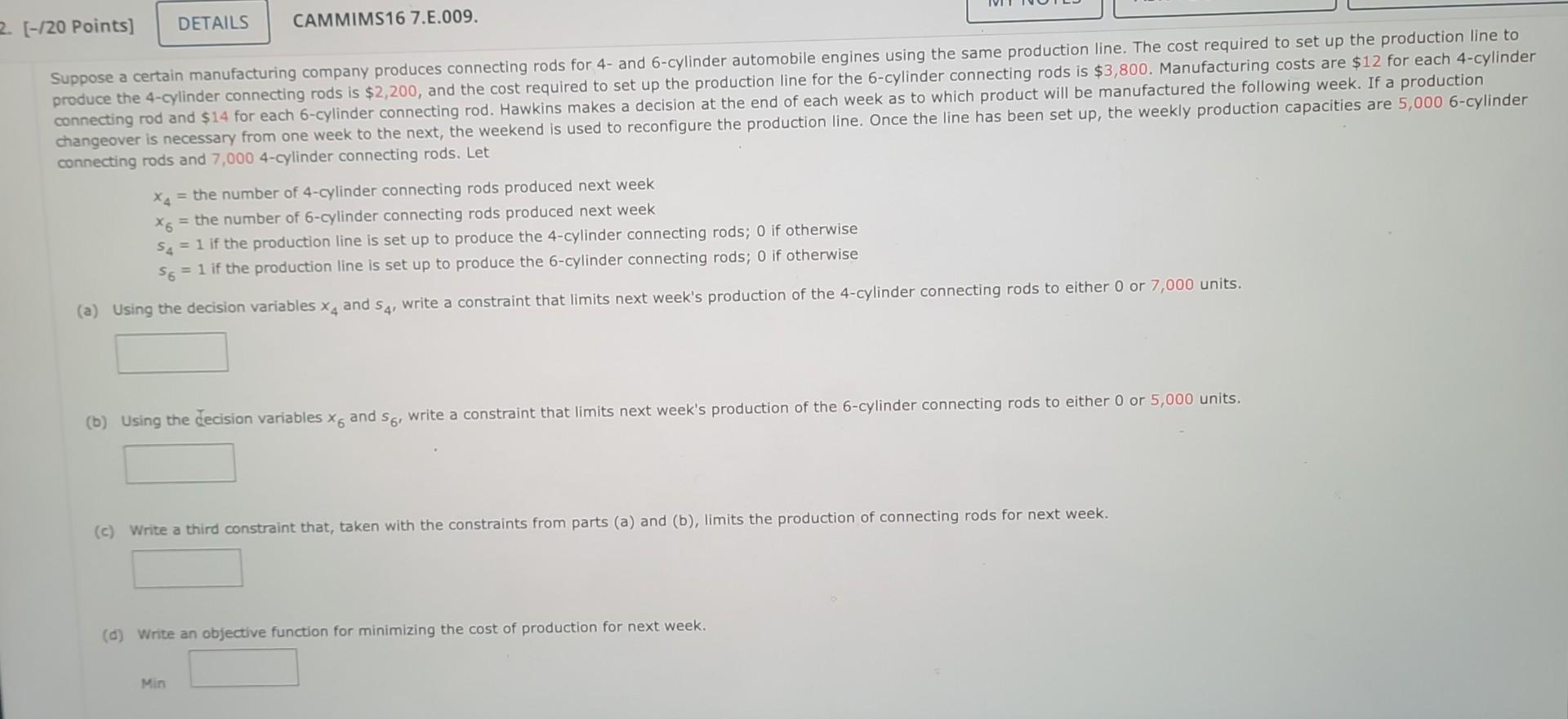 Solved changeover is necessary from one week to the next, | Chegg.com