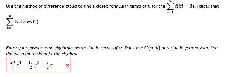 Solved Use the method of difference tables to find a closed | Chegg.com
