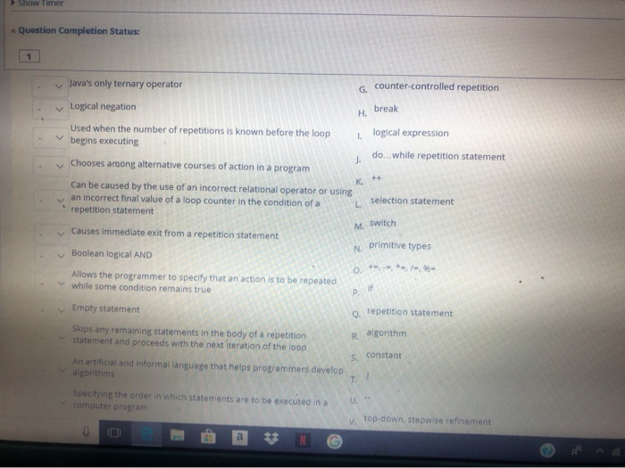 Solved Show Timer Question Completion Status: Match the | Chegg.com