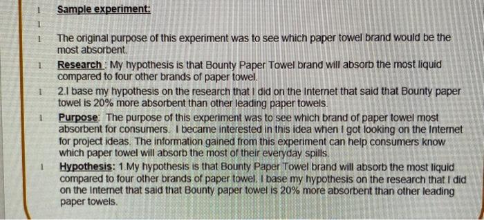 Solved 1 The original purpose of this experiment was to see | Chegg.com