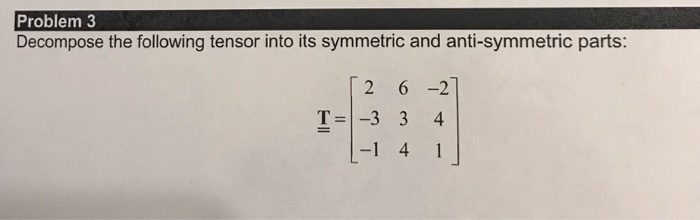 Solved Problem 3 Decompose the following tensor into its | Chegg.com