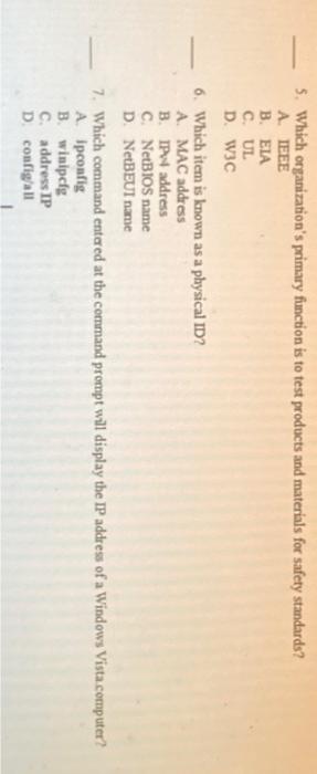 Solved 5. Which organization's primary function is to test | Chegg.com