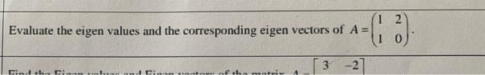 Solved Evaluate the eigen values and the corresponding eigen | Chegg.com