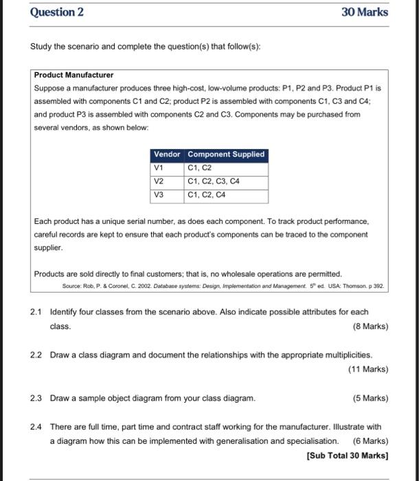 Solved Section A Question 1 30 Marks Study the scenario and | Chegg.com