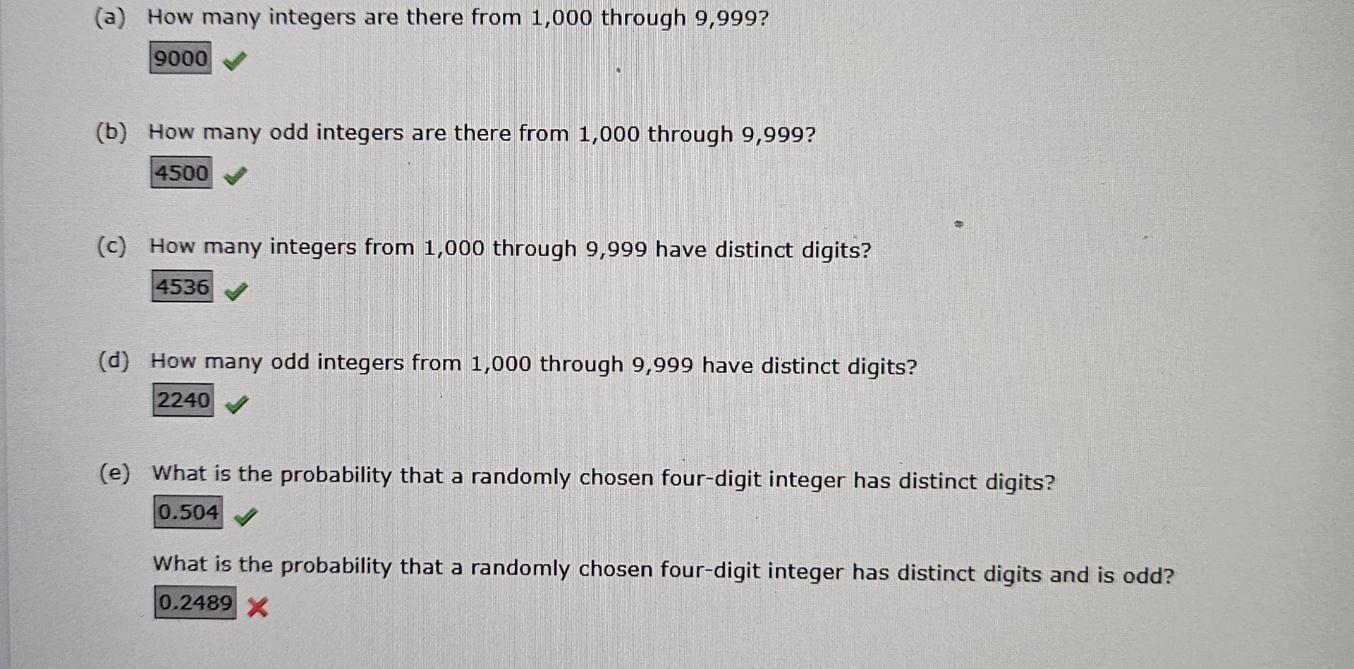 Solved A ﻿how Many Integers Are There From 1 000 ﻿through