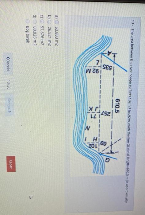 Solved 13- The area between the river border (offsets | Chegg.com
