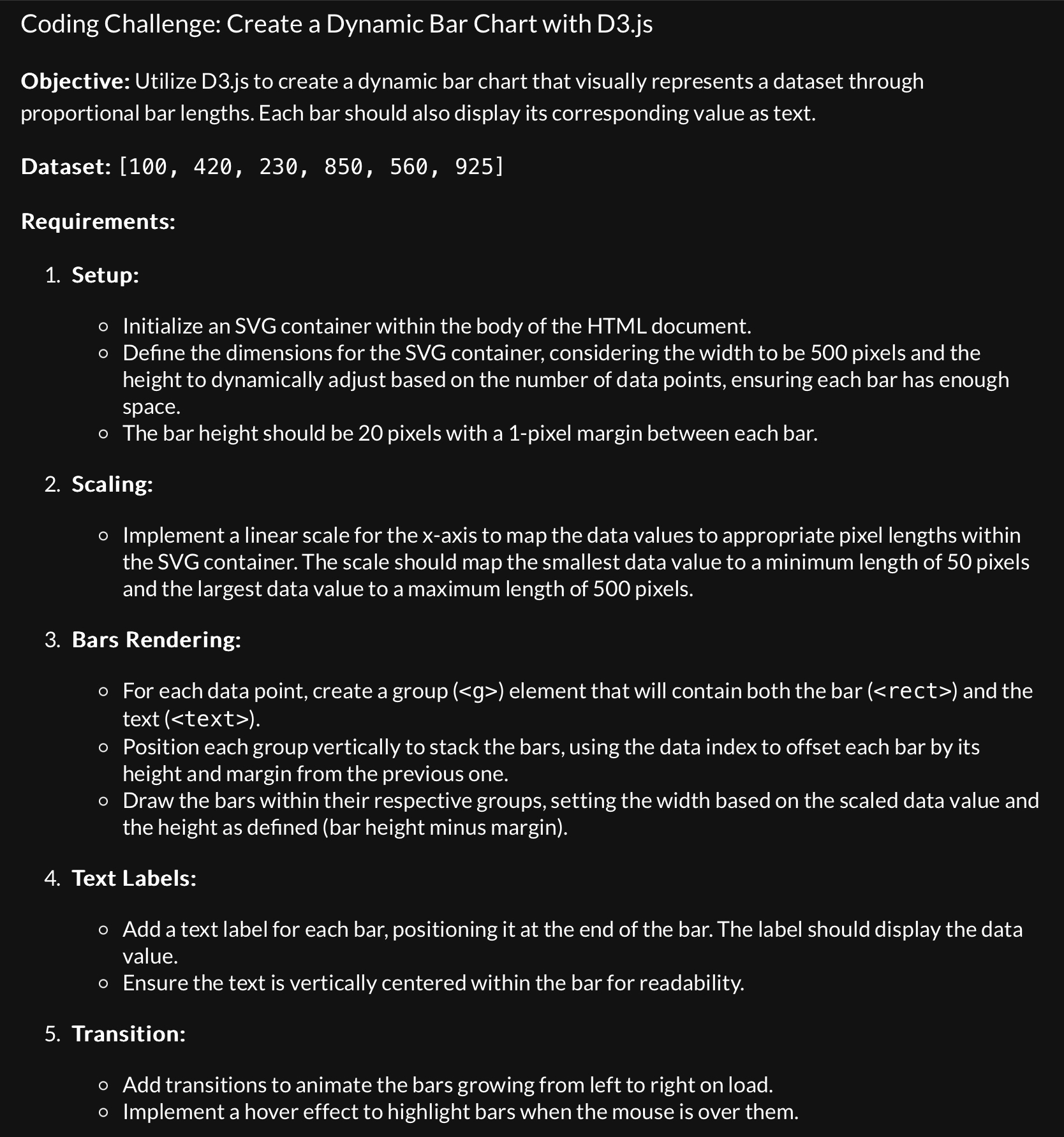 Solved Coding Challenge: Create a Dynamic Bar Chart with | Chegg.com