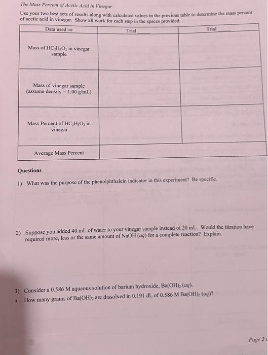 Solved pls help me, use trial 2 and 3, i need the balance | Chegg.com