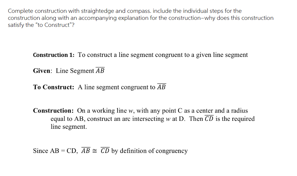 Solved Complete construction with straightedge and compass. | Chegg.com
