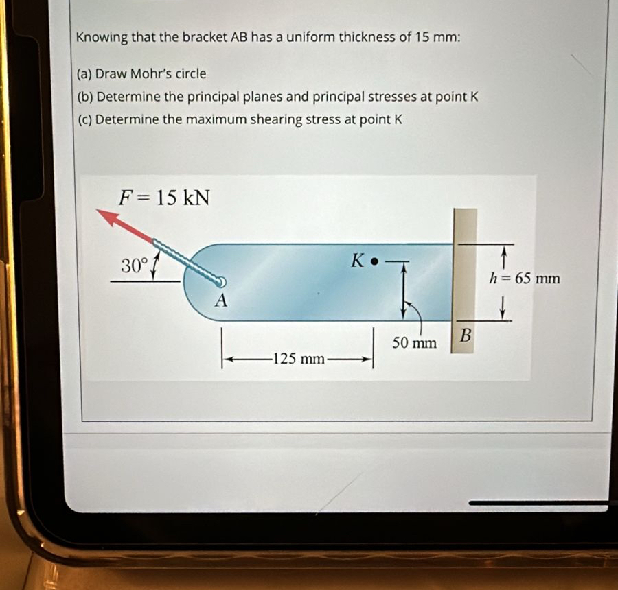 Solved Knowing that the bracket AB ﻿has a uniform thickness | Chegg.com