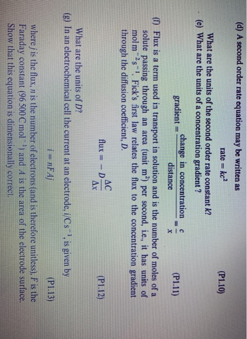 Solved (d) A second order rate equation may be written as | Chegg.com