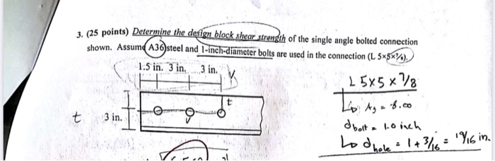 Solved 3. (25 points) Determine the design block shear | Chegg.com