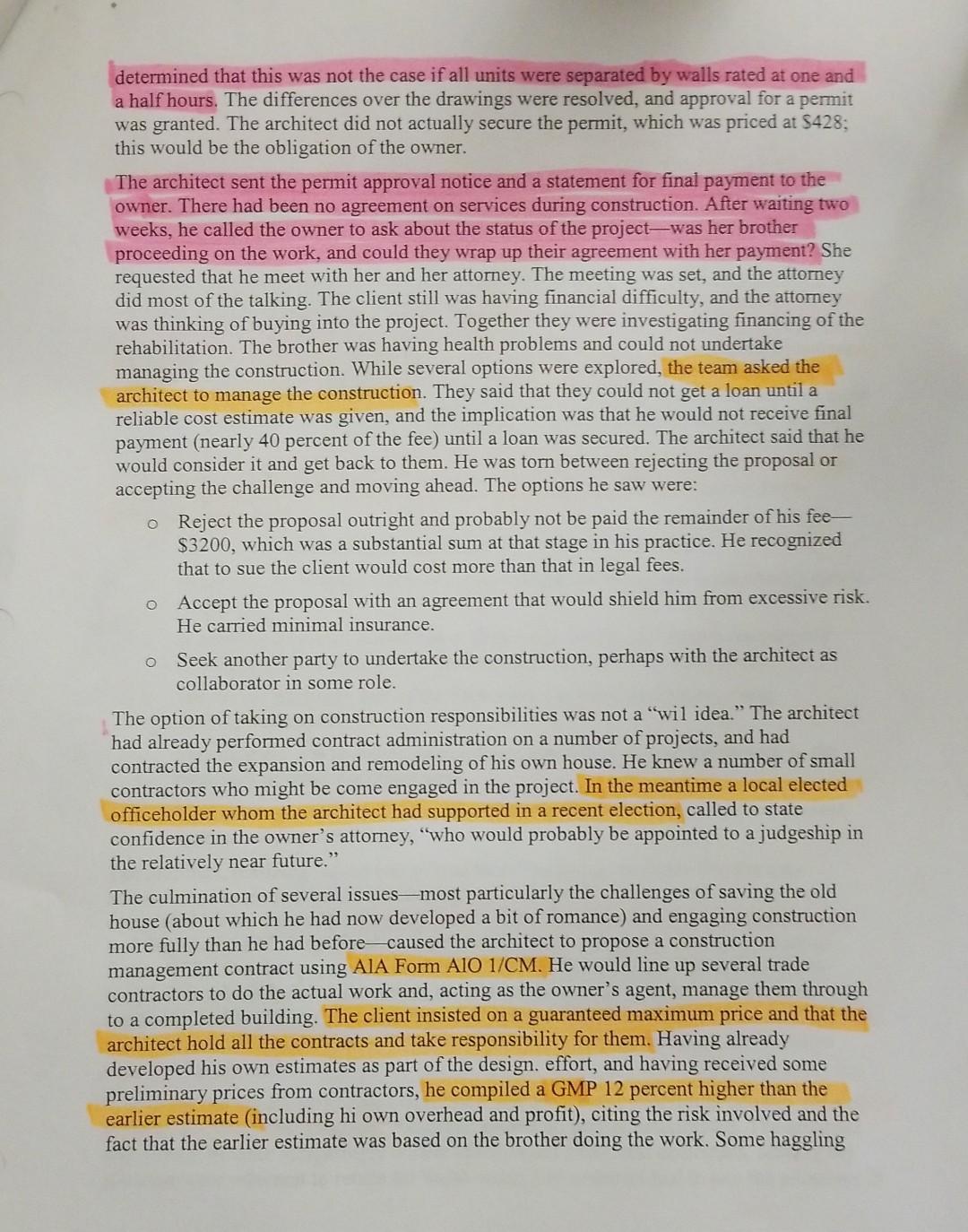 Case Study 7-4 The Apartment Fiasco Project: | Chegg.com