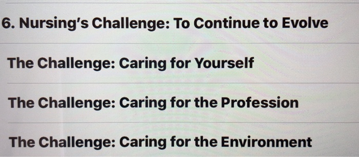Solved 6. Nursing's Challenge: To Continue to Evolve The | Chegg.com