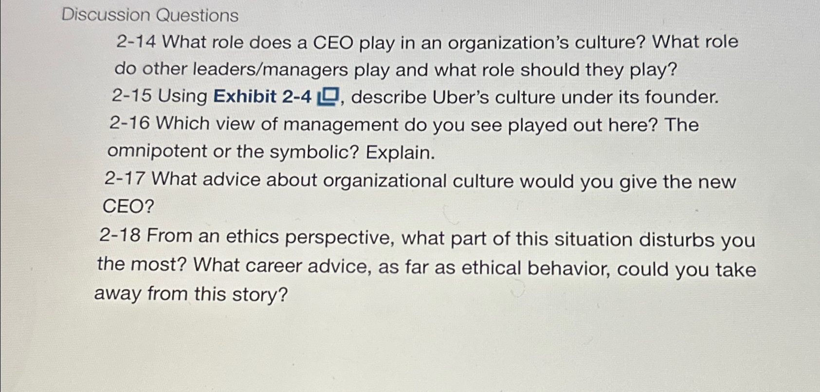 Solved Discussion Questions2-14 ﻿What role does a CEO play | Chegg.com
