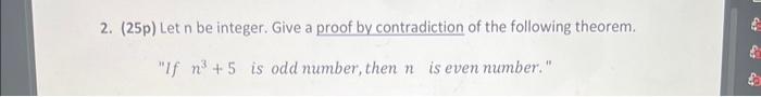 Solved 2. (25p) Let n be integer. Give a proof by | Chegg.com